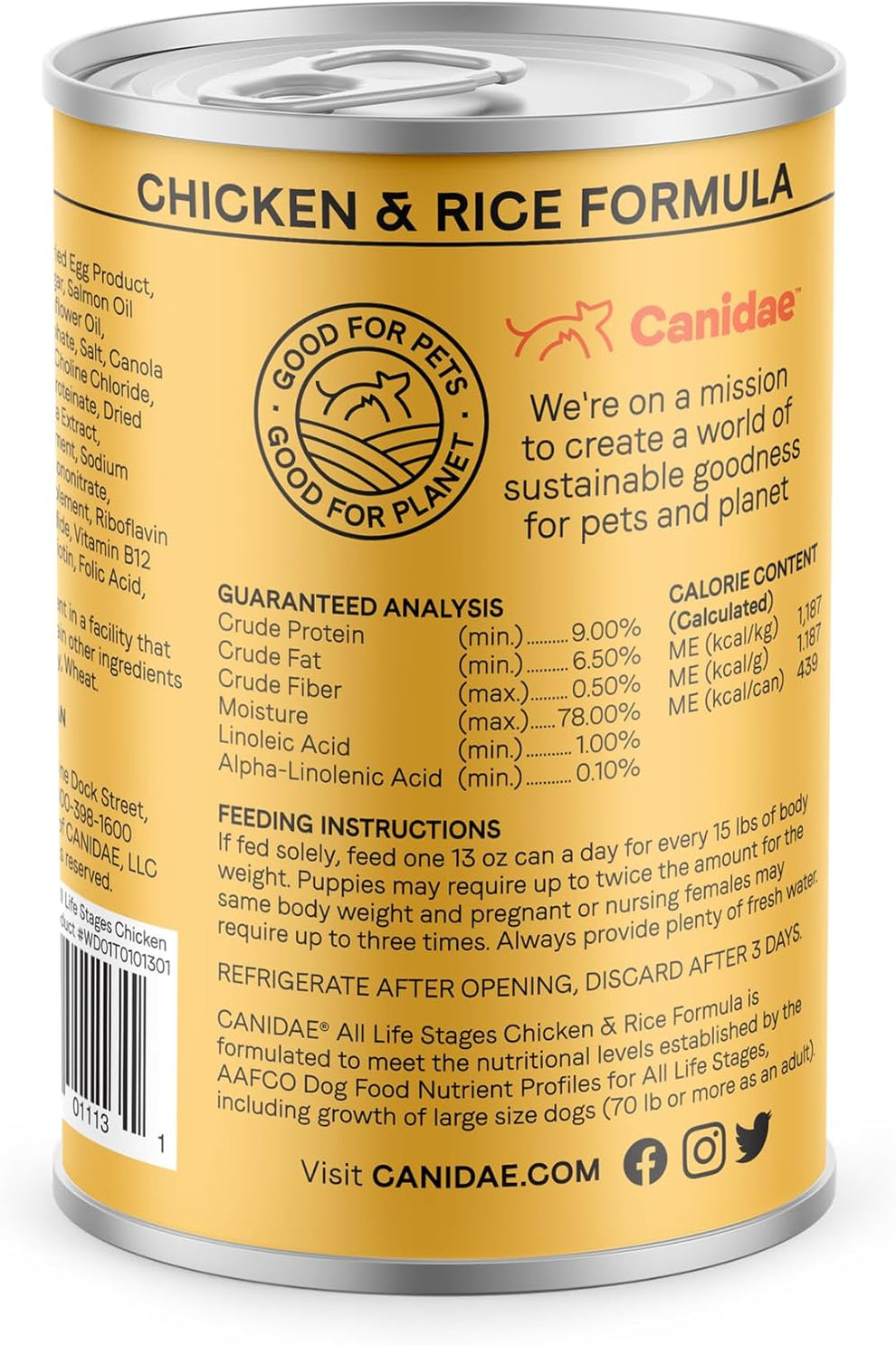 CANIDAE All Life Stages Chicken & Rice Formula Canned Dog Food, 13 oz ...