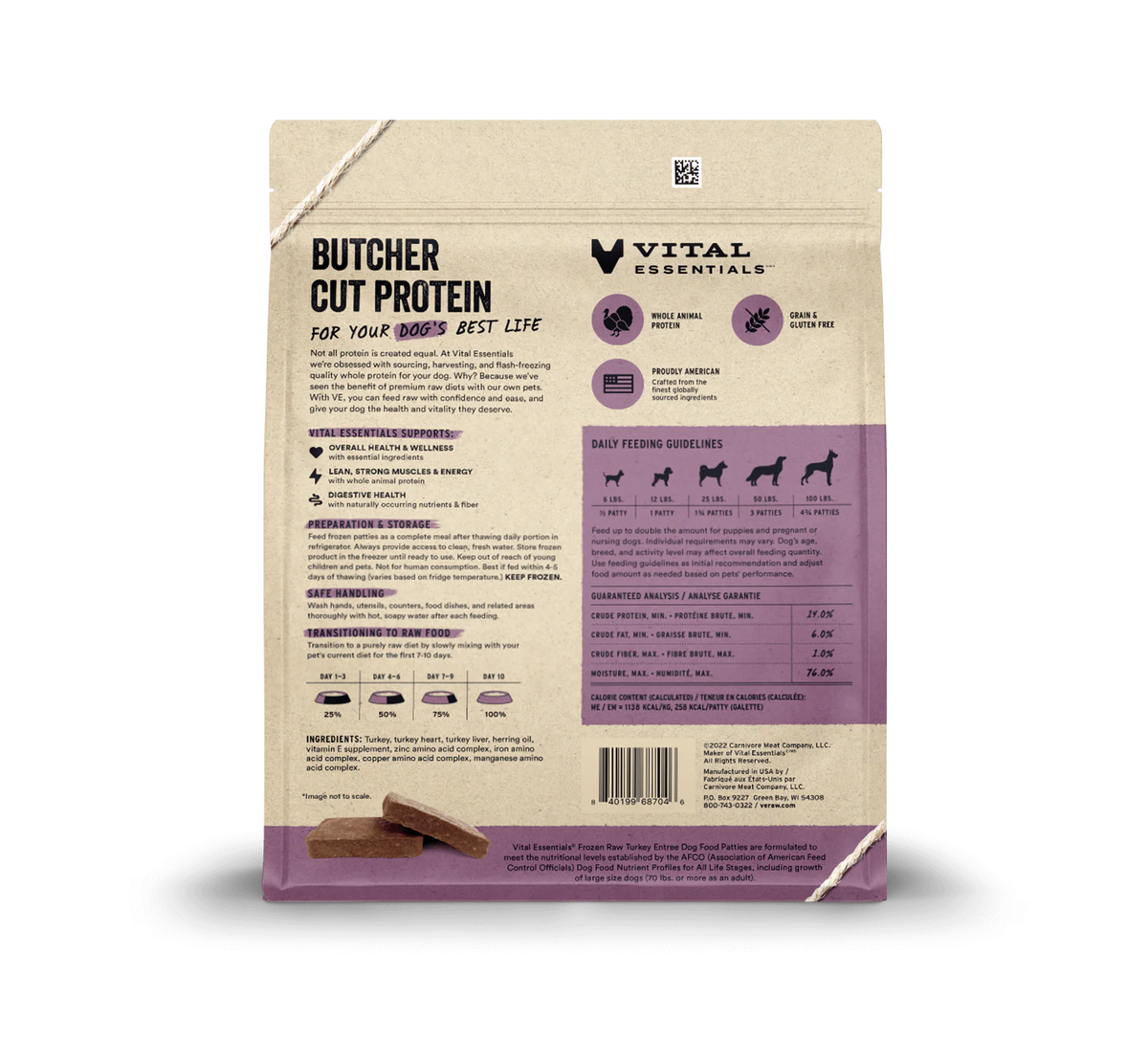 Vital Essentials Frozen Raw Turkey Entree Dog Food Patties – Pet ...