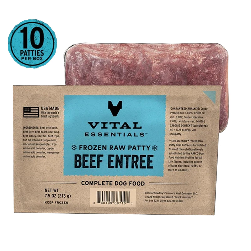 Vital Essentials Frozen Raw Beef Entree Dog Food Patties – Pet Paradise ...